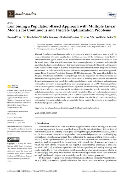 Pdf Combining A Population Based Approach With Multiple Linear Models For Continuous And