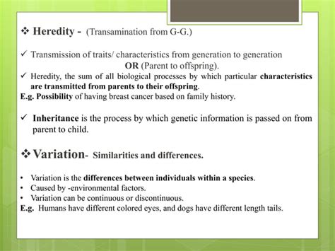Genetics Heredity Variation History Its Roles Scope Importance And Branches Pptx