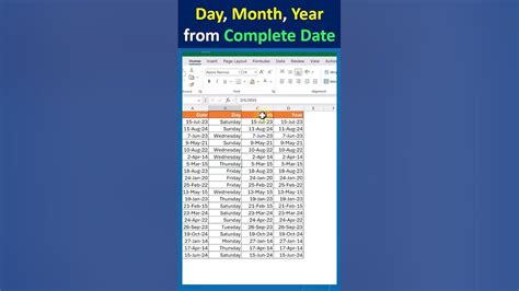 Shorts How To Extract Day Month Year From Date In Excel Ict