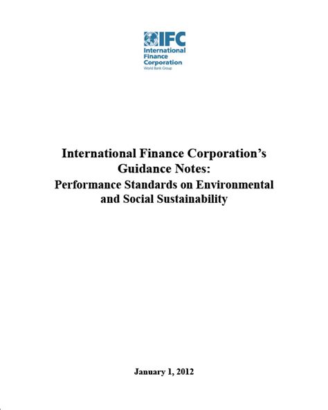 Ifc Guidance Notes Performance Standards On Environmental And Social