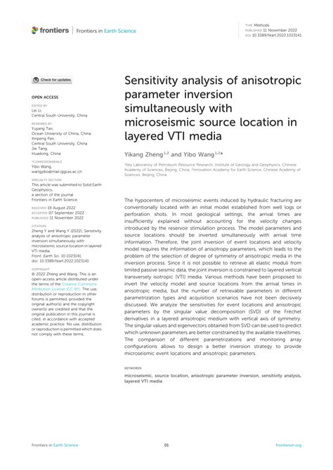 Pdf Sensitivity Analysis Of Anisotropic Parameter Inversion