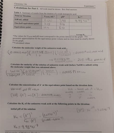 Solved Experiment Calculations For Part All Work Must Chegg