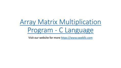 Array Matrix Example Programs C Language Ppt
