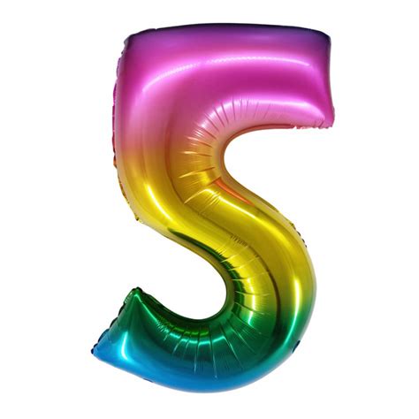 Шар Цифра "5" Радужный градиент 86 см. — Воздушные шарики с гелием ...