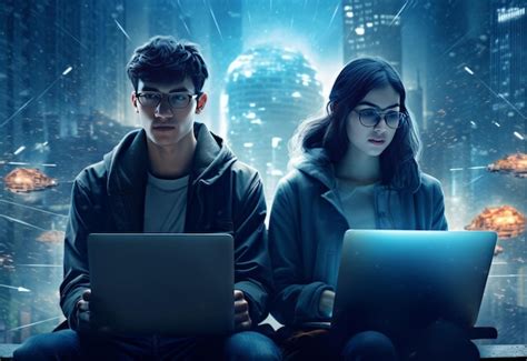 Hackers Working On Laptop Cybersecurity Industry Premium Ai Generated Image