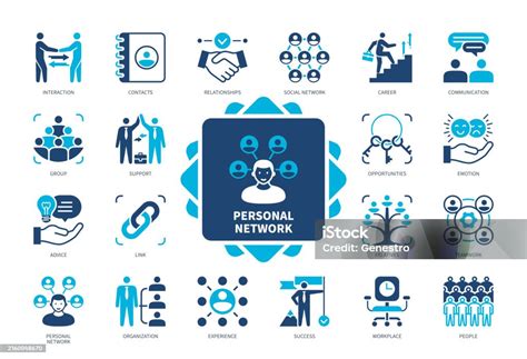 Personal Network Solid Icon Set Stock Illustration Download Image Now