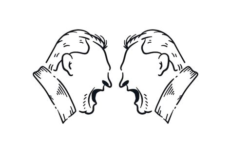 Two Faces Yelling Two Women Screaming At Each Other Face To Face Stock