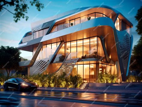 Premium Ai Image Futuristic Concrete Architecture Design Building Exterior With Parametric