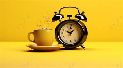 노란색 배경에 알람 시계와 블랙 커피 컵의 강력한 시작 3d 렌더링으로 일어나세요 노란 배경 시작 배경 검은 컵 배경 이미지 Hd 노란 시작 검은 컵 배경 사진