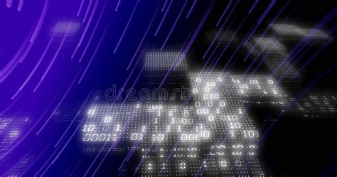 Binary Code And Data Processing Image Over Digital Grid With Purple