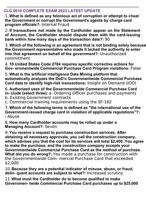 Clg 0010 Complete Exam 2023 Latest Update Clg 0010 Stuvia Us