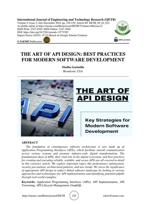 Pdf The Art Of Api Design Best Practices For Modern Software Development