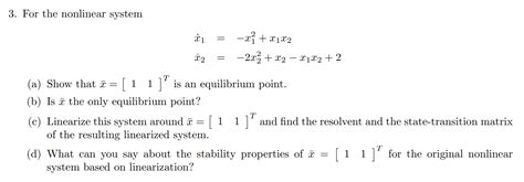 Solved For The Nonlinear System Chegg