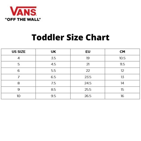 Vans Shoe Size Chart