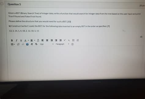 Question Pts Given A BST Binary Search Tree Of Chegg