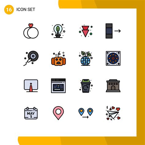 Mobile Interface Flat Color Filled Line Set Of 16 Pictograms Of Eve Bio Down Sperms Export