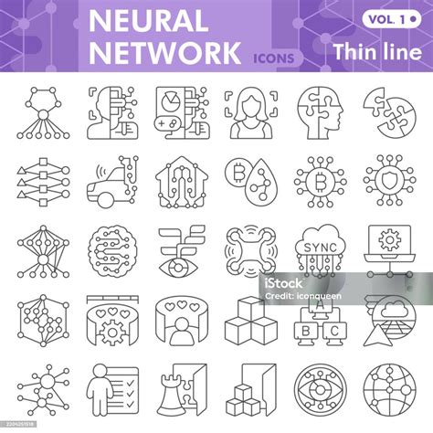 신경망 기호 수집 또는 스케치 웹 및 앱을위한 얇은 선 스타일 기호의 딥 러닝 테마 바 흰색 배경에 고립된 벡터 그래픽입니다
