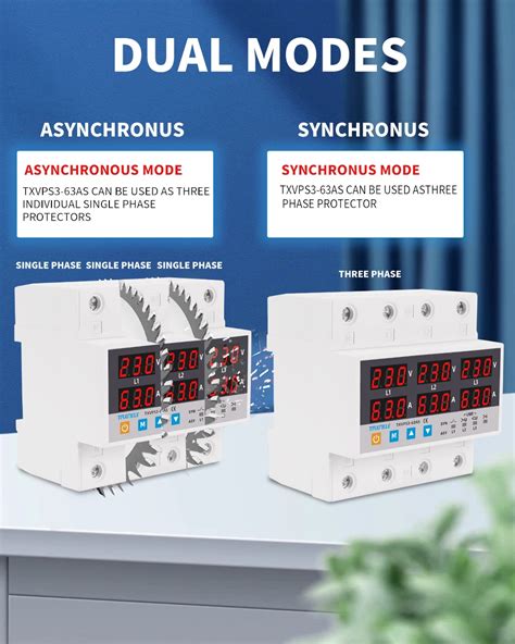 สามเฟส Syn Async Synchronous Asynchronous Over Under Voltage Current Protector Limit Protection