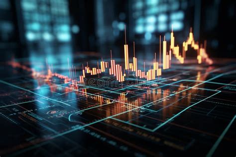 Image Stock Market Analysis Concept Financial Chart With Glowing Lines Stock Illustration