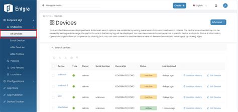 Manage Enrolled Devices Entgra Product Documentation