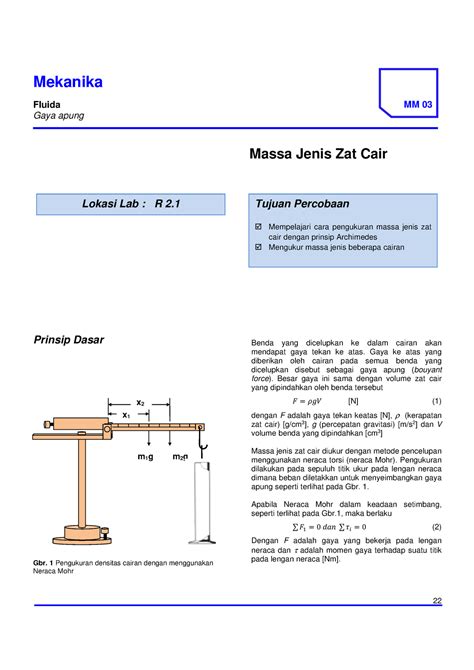 Modul Laporan Praktikum Fisika Dasar Mm03 Massa Jenis Zat Cair Aaaaaaaa 22 Mekanika Fluida