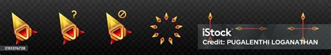 Yellow And Red Color Themed Custom Gaming Mouse Cursor Icons Set For Futuristic Game Ui Designs