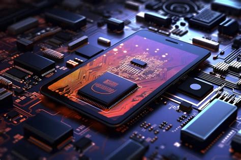Premium Ai Image Computer Cell Phone Micro Chips Motherboard Data Ram Circuitry Processor