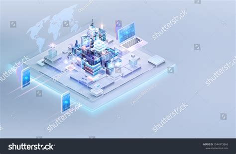 Isometric Internet Website Interface Background Design Stock