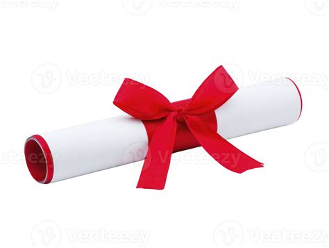 Rolled Paper Red Ribbon Transparency Background Elegant Celebration