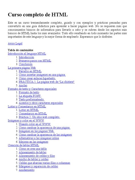 Curso Completo De Html Pdf Html Navegador Web