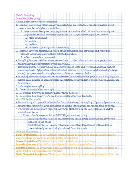 Unit 6 Overview Of Sampling Methods And Validity In Research Studocu