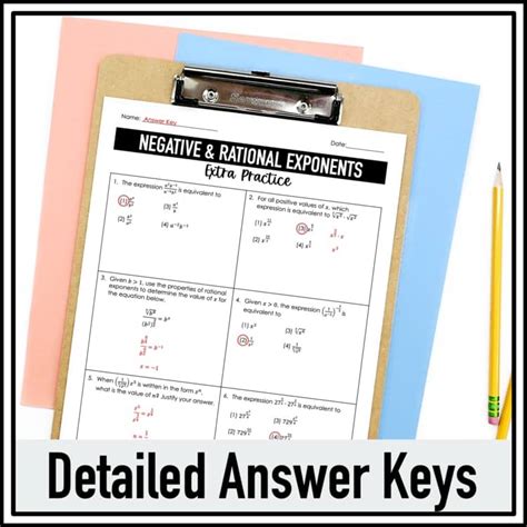 Rewriting Negative And Rational Exponents Algebra 2 Lesson Guided Notes