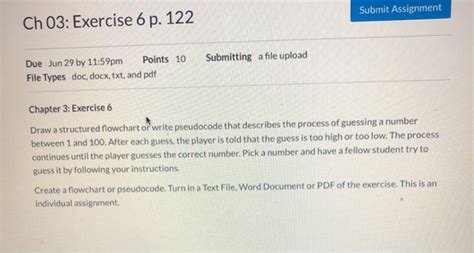 Solved Submit Assignment Ch 03 Exercise 6 P 122 Submitting