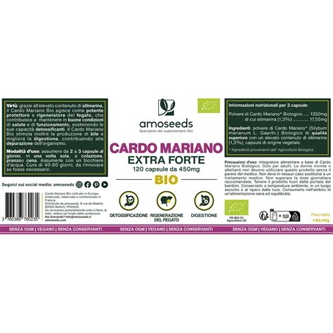 Cardo Mariano Bio 120 Capsule Qualità Superiore Amoseeds Italia