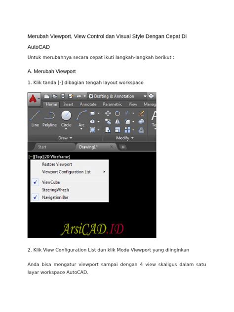 4 Merubah Viewport View Control Dan Visual Style Dengan Cepat Di Autocad Pdf