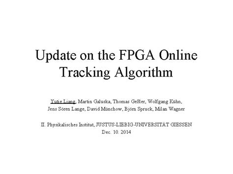 Update On The Fpga Online Tracking Algorithm Yutie