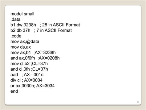ascii adjust and decimal adjust