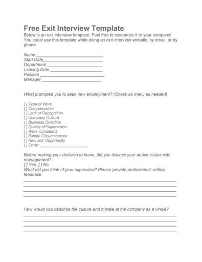40 Best Exit Interview Templates Forms ᐅ TemplateLab