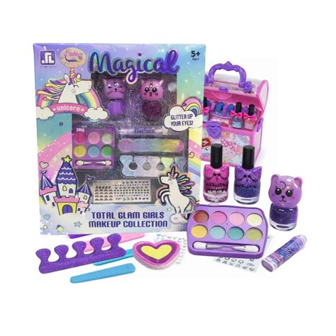 Set De Maquillaje Uñas Y Ojos Para Niñas Glam Morada Apulso