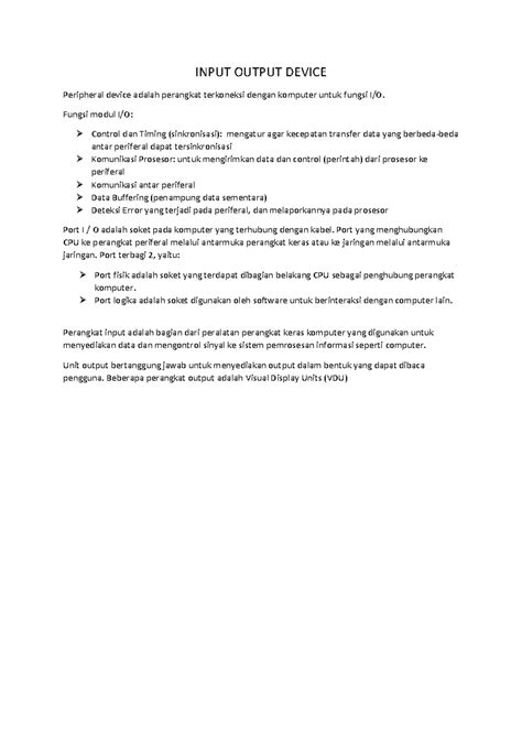 Resume Io Input Output Device Input Output Device Peripheral Device Adalah Perangkat