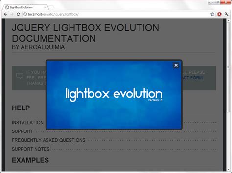 Jquery Lightbox Evolution By Aeroalquimia Codecanyon
