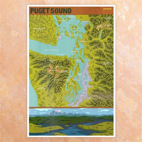 Puget Sound Poster Etsy