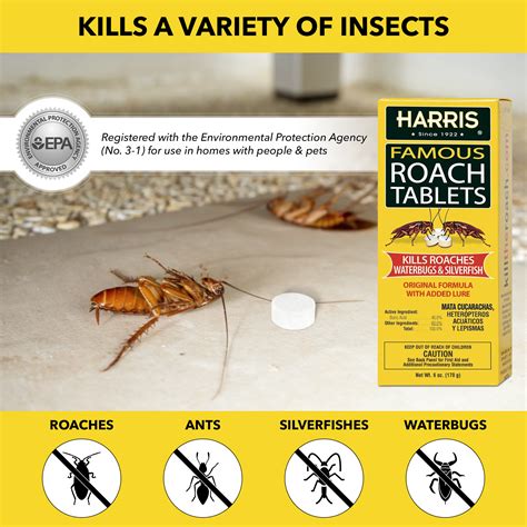 Harris Indoor Roach And Silverfish Killer Tablets Water Killing 6 Oz