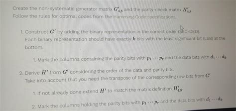 Create The Non Systematic Generator Matrix G4 8′ And