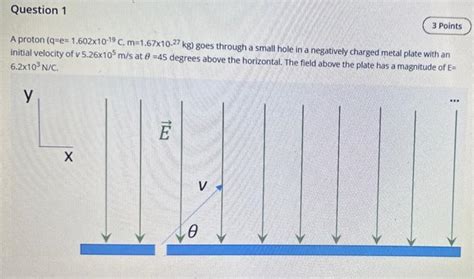 Solved A Proton Q E 1 6021019C M 1 671027 Kg Goes Chegg Com