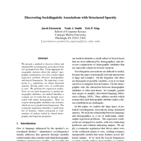 Discovering Sociolinguistic Associations With Structured Sparsity Acl Anthology