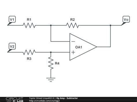 Op Amp Subtractor Circuitlab