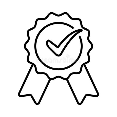 Premium Quality Certification Badge Icon Black Outline With Check Mark Symbol Quality Assurance