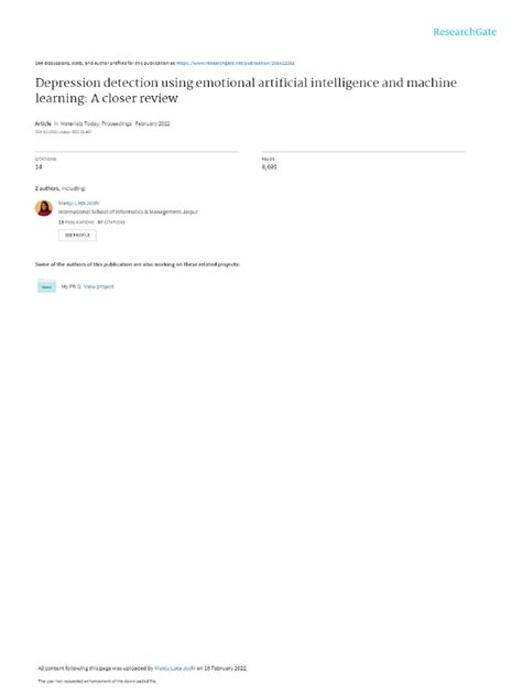 Depression Detection Using Emotional Artificial Intelligence And Machine Learning A Closer