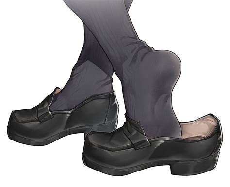 Batatata77 Original 1girl Black Shoes Black Socks Feet Foot Focus Heel Pop Loafers Out